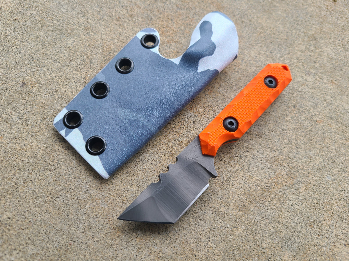 S90V Mini Tanto (Orange Peel Ply - Striped) – Tactical Pterodactyl Knives