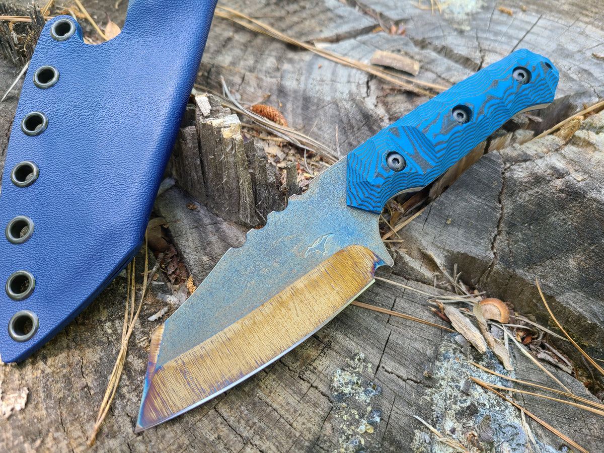 CPM M4 Modified Raptor (Black/Blue Layered) – Tactical Pterodactyl Knives